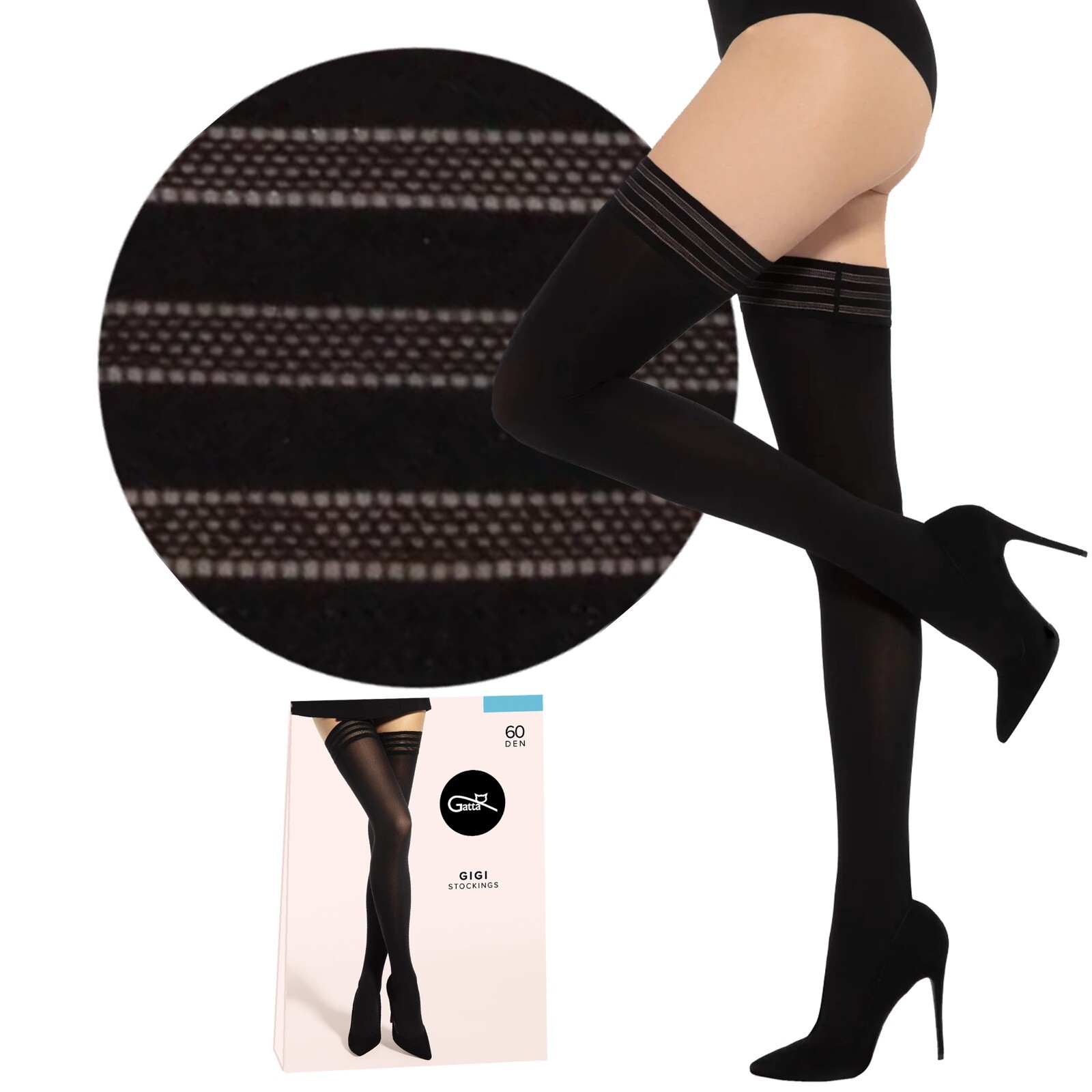 Halterlose Strümpfe GATTA GIGI mit Spitze Damenstrümpfe 60 DEN ...