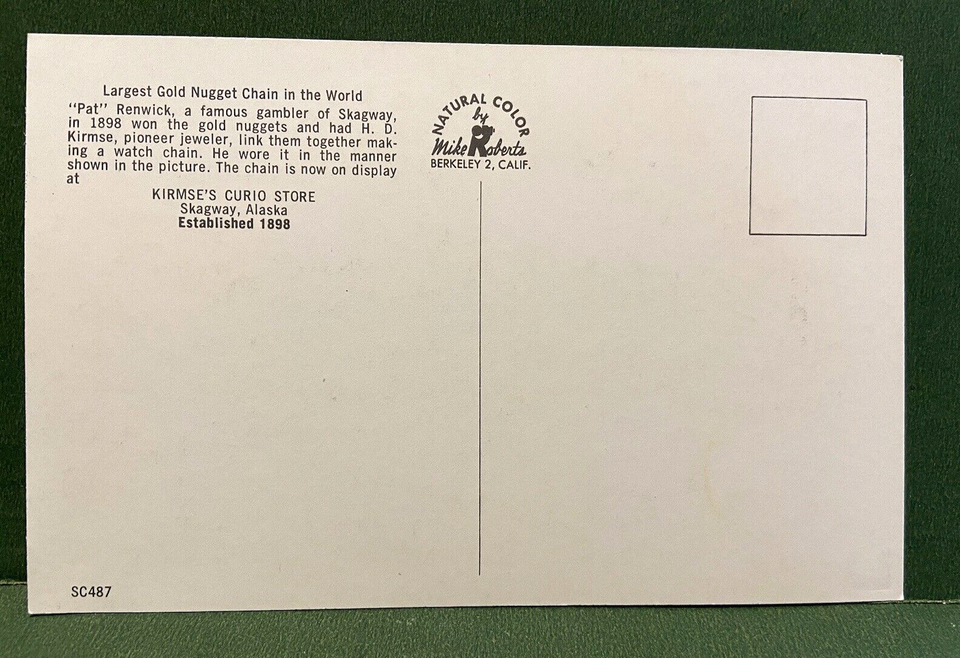 Postcard Largest Gold Nugget Chain in the World Pat Renwick Skagway ...