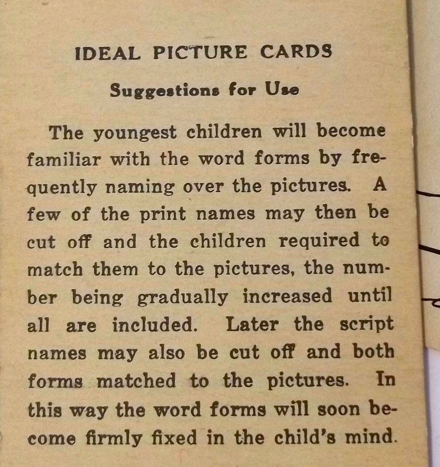 Vintage 1930s Ideal School Supply Co. Teachers Picture Cards Printing ...