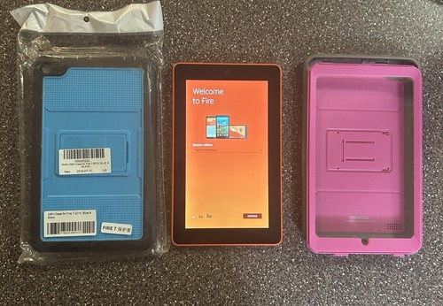 Amazon Kindle Fire 5th Gen 8GB Orange Working With 2 Cases Pink And ...