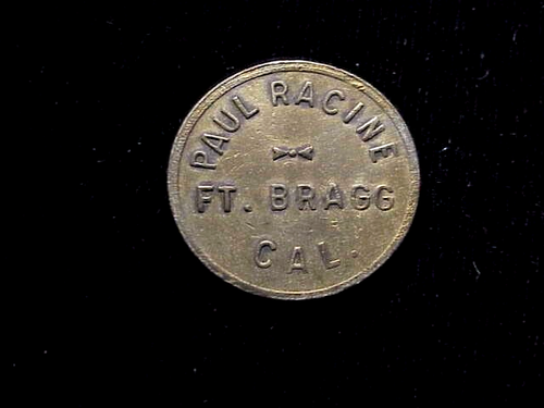Fort Bragg CA Paul Racine, old California saloon merchant token x Lerch ...