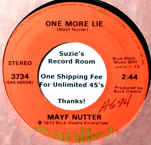Mayf Nutter One More Lie #B EX+ Country Western 45 7" Vinyl / Green ...