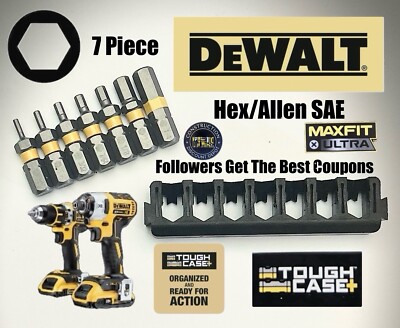Dewalt Maxfit Ultra Hex Allen SAE 1" Insert Bit Set and Free Tough Case ...