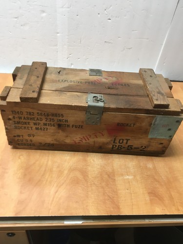 1974 Military Ammo Crate Wood Box 2.75 Inch Rocket Smoke WP M156 EMPTY ...