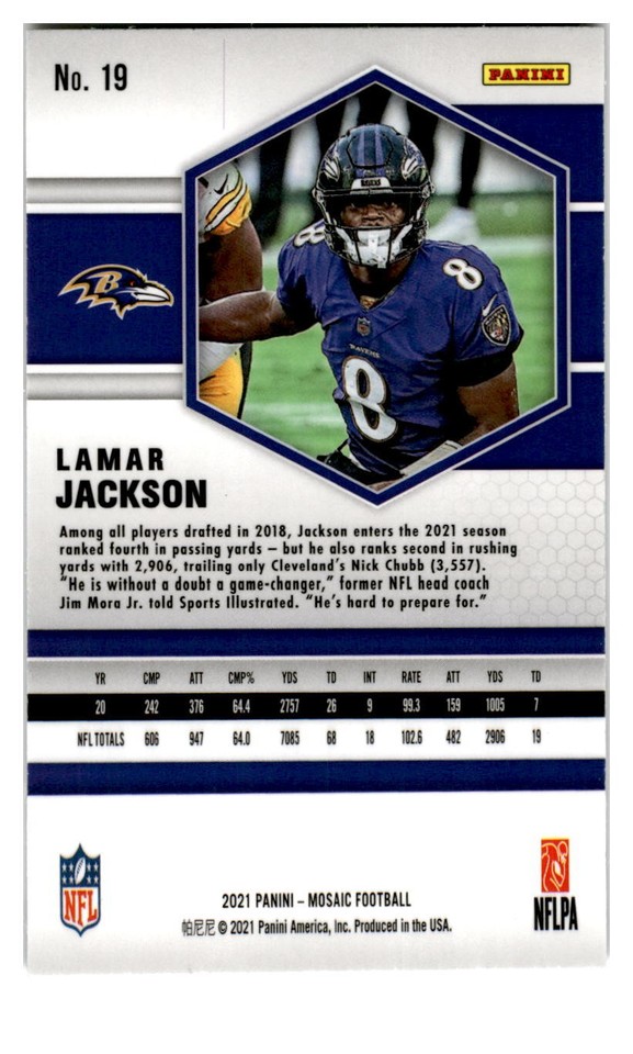 2021 Panini Mosaic #19 Lamar Jackson | eBay
