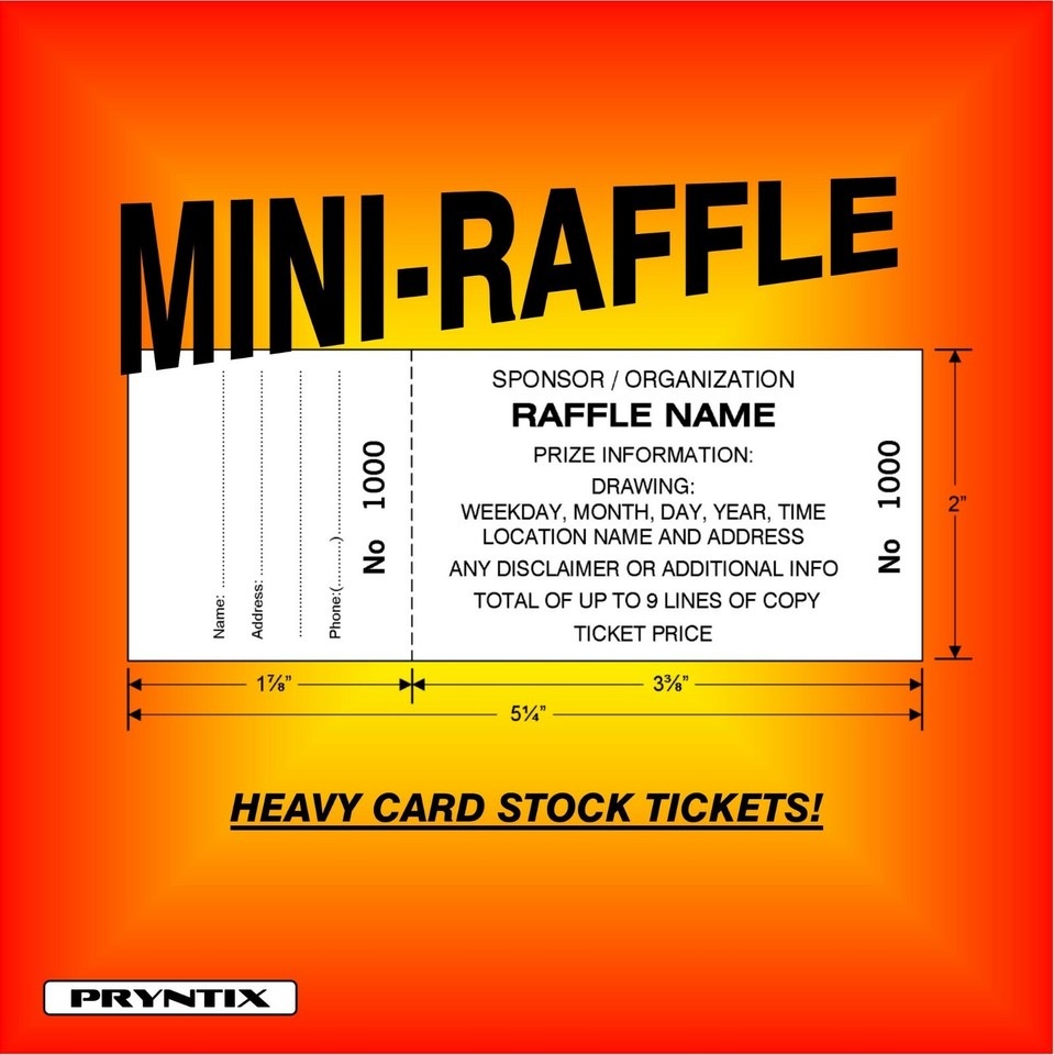 CUSTOM PRINTED MINI-RAFFLE TICKETS - Numbered & Perforated Card Stock ...