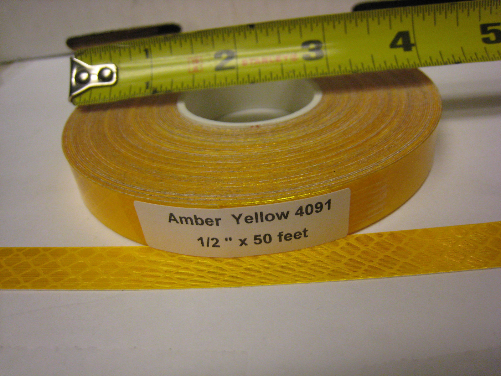 3M BRAND # 4091 AMBER YELLOW GOLD ROLL REFLECTIVE TAPE 1/2" x 50 ...