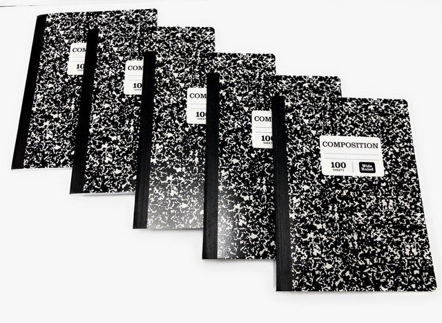 5 Pack 100 Sheets 200 Pages Composition School Note Books Wide Ruled ...