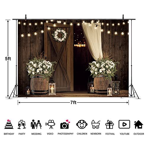 Wedding Backdrop Feet Vintage Country White Floral 7Wx5H Rustic Barn ...