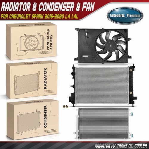 Radiator & A/C Condenser & Cooling Fan Assembly for Chevrolet Spark ...