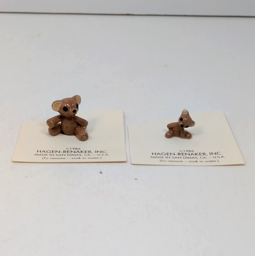 Hagen Renaker 1986 Teddy Bear Figurine (Lot of 2) Mini Tiny on Card | eBay