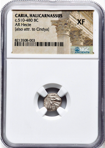 PQ Ancient Greek Silver Coin 510-480 BC CARIA Halicarnassus Ketos Hecte NGC XF | eBay