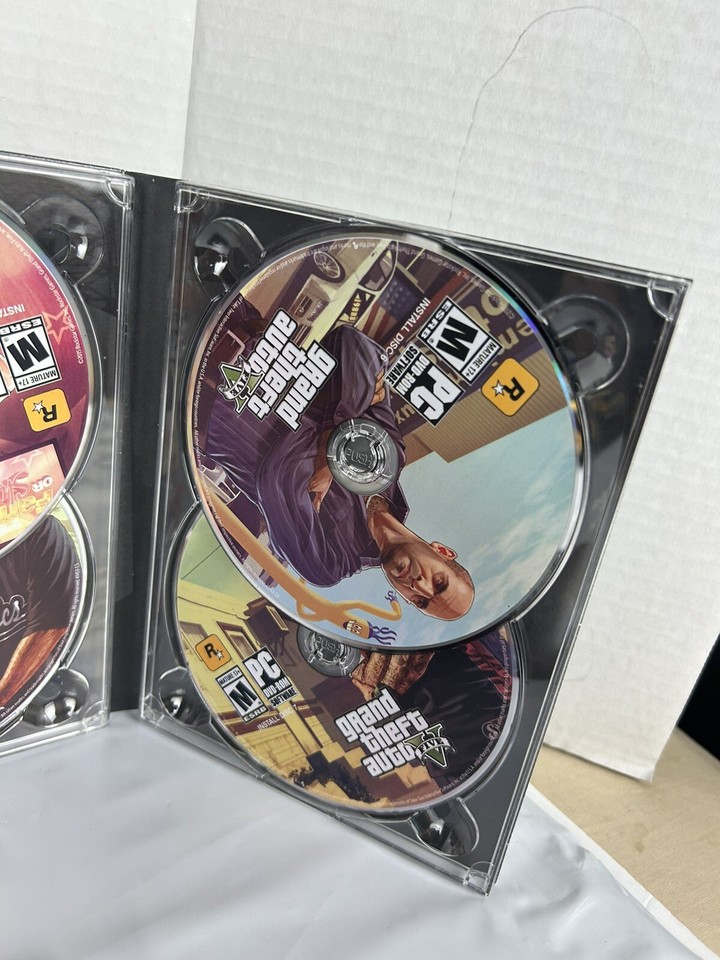 Grand Theft Auto V Five GTA FIVE for PC DVD-ROM 7 Discs Game With Map ...