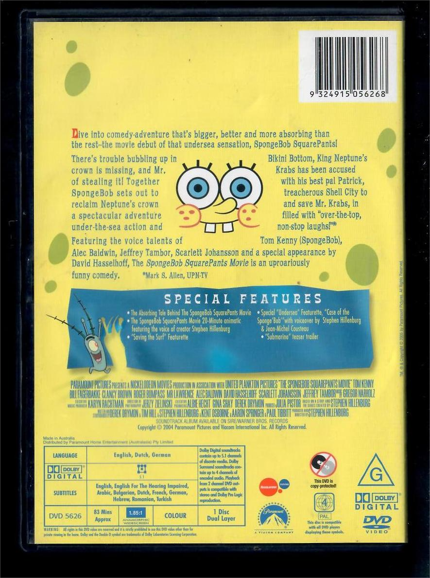 The SpongeBob SquarePants Movie (DVD, 2004) | eBay Australia