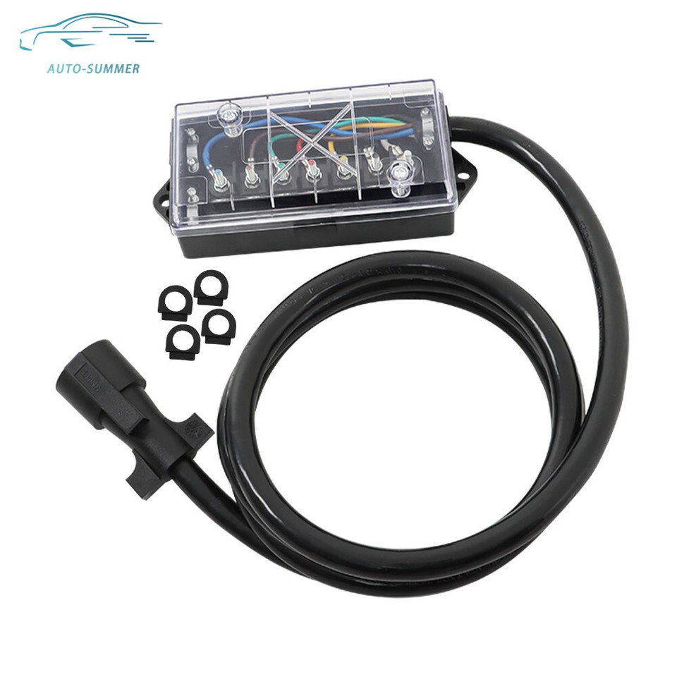 7 Way 7 Pin Plug Inline Trailer Cord Wiring Harness RV Cable Junction ...