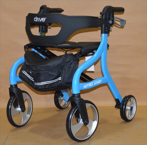 Drive Medical Nitro Sprint Foldable Rollator Walker w/Seat & Backrest ...