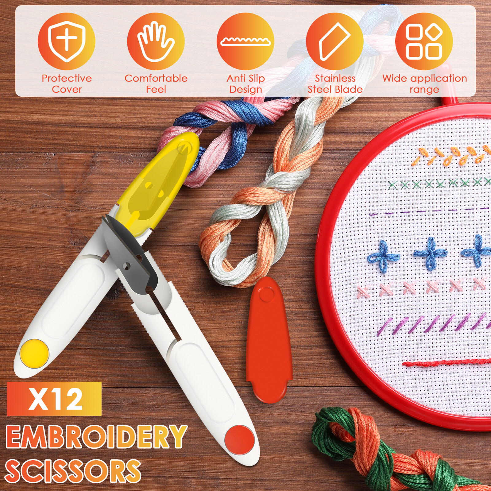 12Pcs Yarn Scissors Portable U-Shaped Scissors with Protective Cover ...