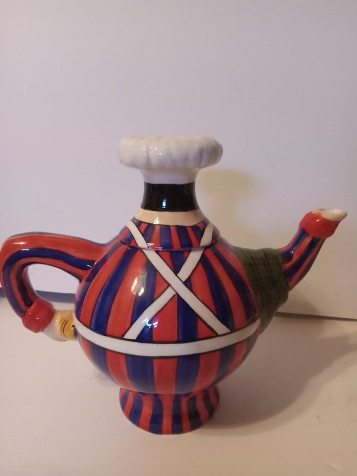 Trisa Hand Painted Ceramic Aproned Chef Whimsical Teapot - Cute Teapot ...