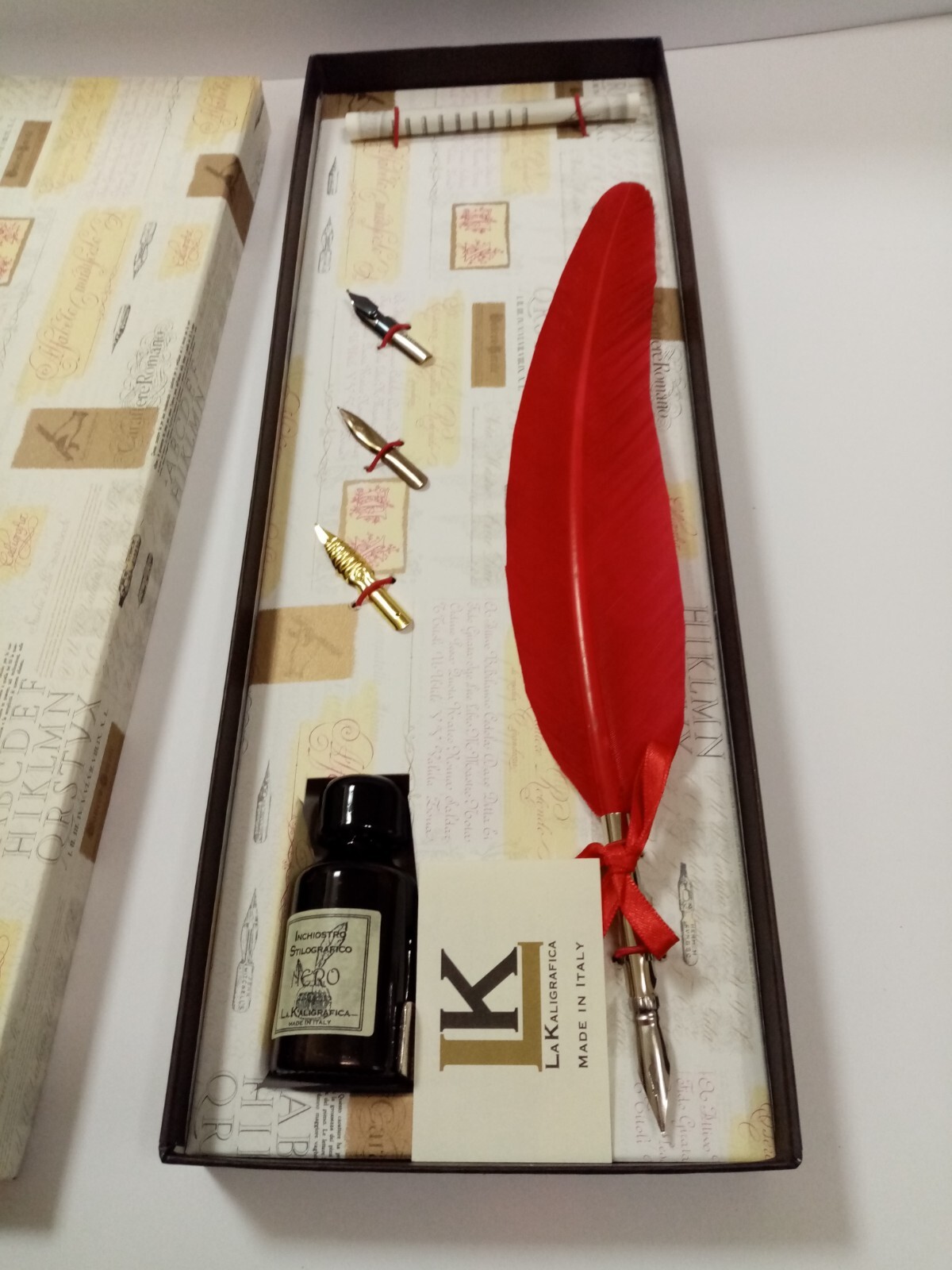 penna con 3 pennini da Calligrafia con piuma rossa lunga inchiostro e ...