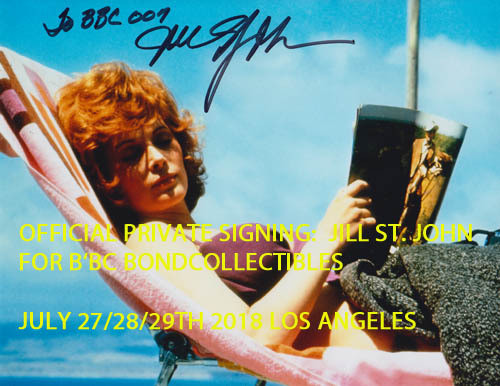 JILL ST JOHN 007 JAMES BOND OFFICIAL b'bC PRIVATE SIGNING AUTOGRAPH ...