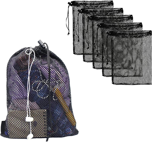 8PCS Mesh Bags Drawstring Bag Set - Nylon Mesh Drawstring Bags with ...