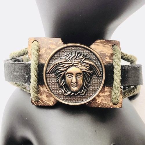 Leather Cuff Bracelet Greek God Angel Goth Moto Punk Jewelry Adjustable ...