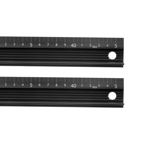 2pcs Metal Ruler 45cm Aluminum Alloy Anti Slip Straight Ruler Black ...