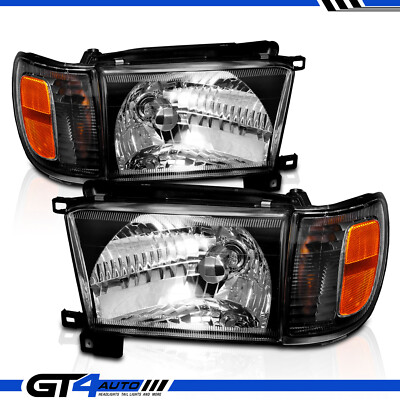 For 1996-1998 Toyota 4Runner Black Replacement Headlight + Bulb Corner ...