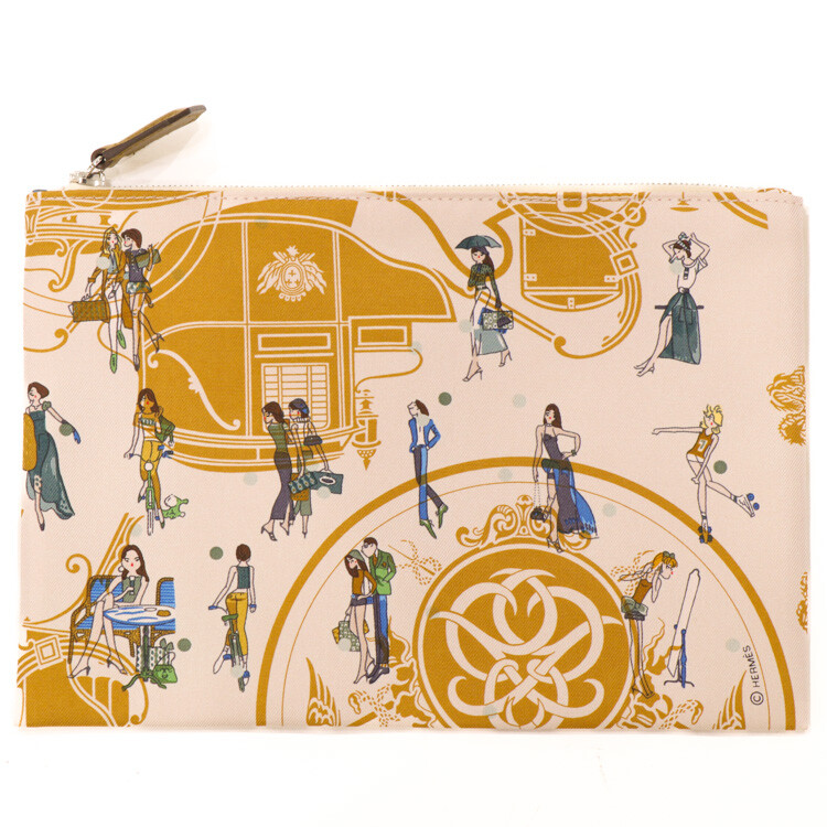 HERMES Silky Pocket Pouch Z Stamp 2021 Silk 100 Beige - Gem