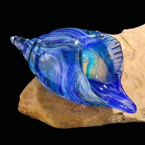 Large Glass Conch Sea Shells Hand Blown Sculpture Home Office Bookshelf ...