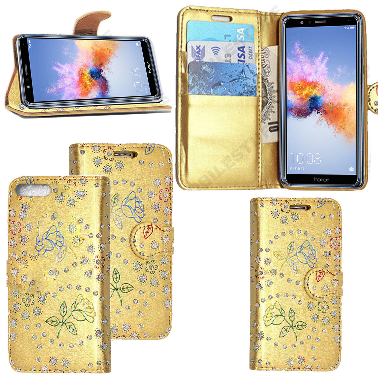For Huawei Y6 2018 / Y6 / Pro 2019 PU Leather Stand Flip Wallet Cover ...