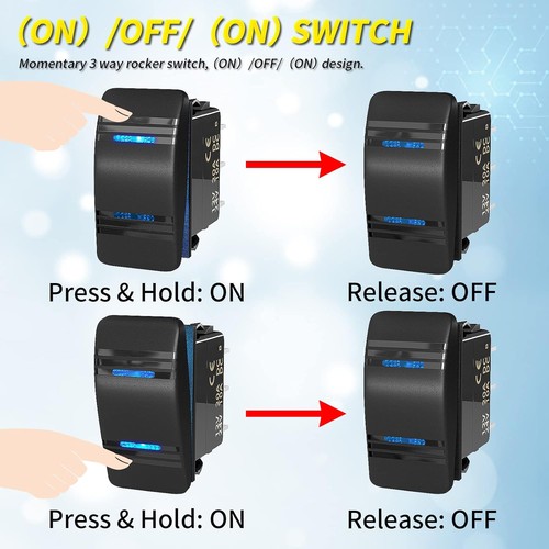 Momentary Rocker Switch Waterproof (On)-Off-(On) 3 Position Rocker ...
