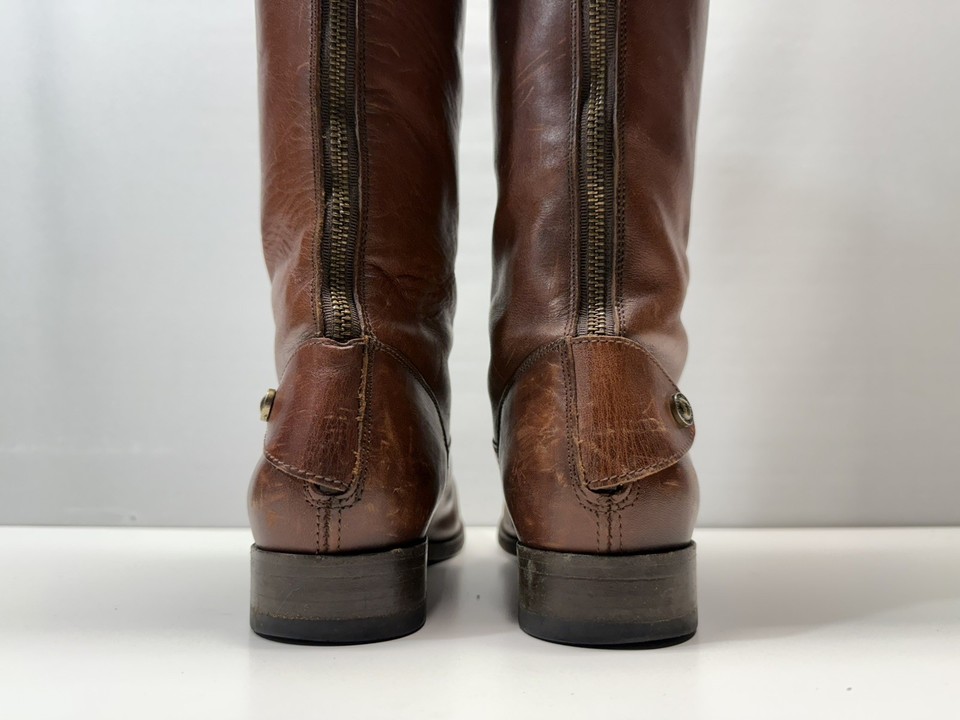 Frye Women’s Melissa Button Back Zip Tall Riding Boots Cognac Leather ...