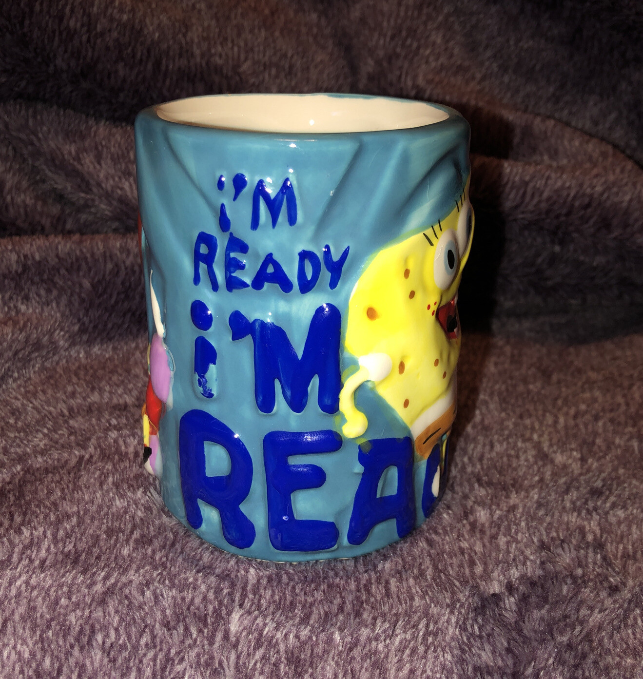 Vintage Spongebob Squarepants Ceramic Coffee Mug Glazed I'm Ready Cup ...