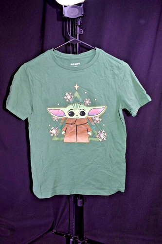 Old Navy T Shirt Youth 10-12 Grogu Winter Snowflakes Green Star Wars | eBay