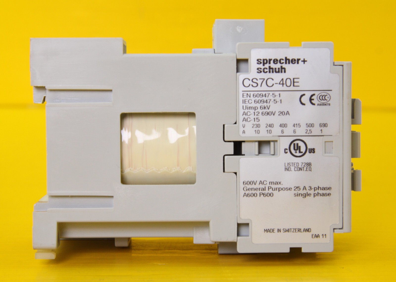 Sprecher + Schuh CS7C-40E Control Relay , 4 NO 600VAC (24 VDC Coil ...