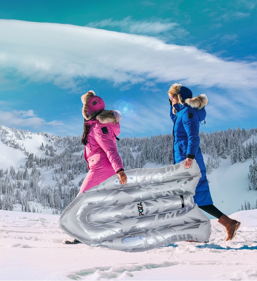 POZA Inflatable Snow Boogie Sled Set of 3 With Handles and Confetti ...