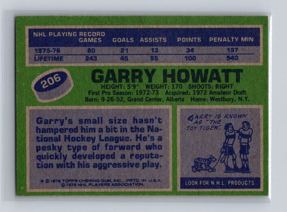 1976-77 Topps Hockey Card Garry Howatt New York Islanders #206 | eBay