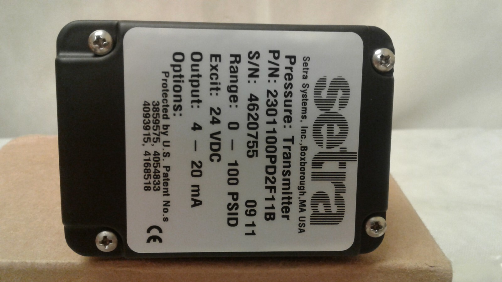 SETRA MODEL 230 PRESSURE TRANSMITTER 24VDC / 4-20MA - 2301100PD2F11B No ...