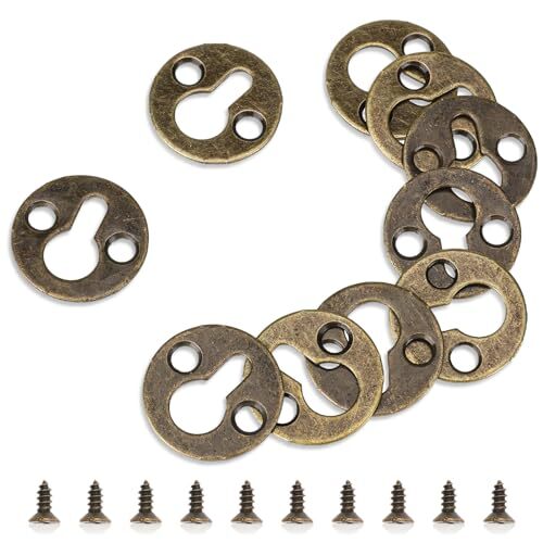 Keyhole Hangers,10 Pcs Round Metal Keyhole Hanging Films Shelf Brackets ...
