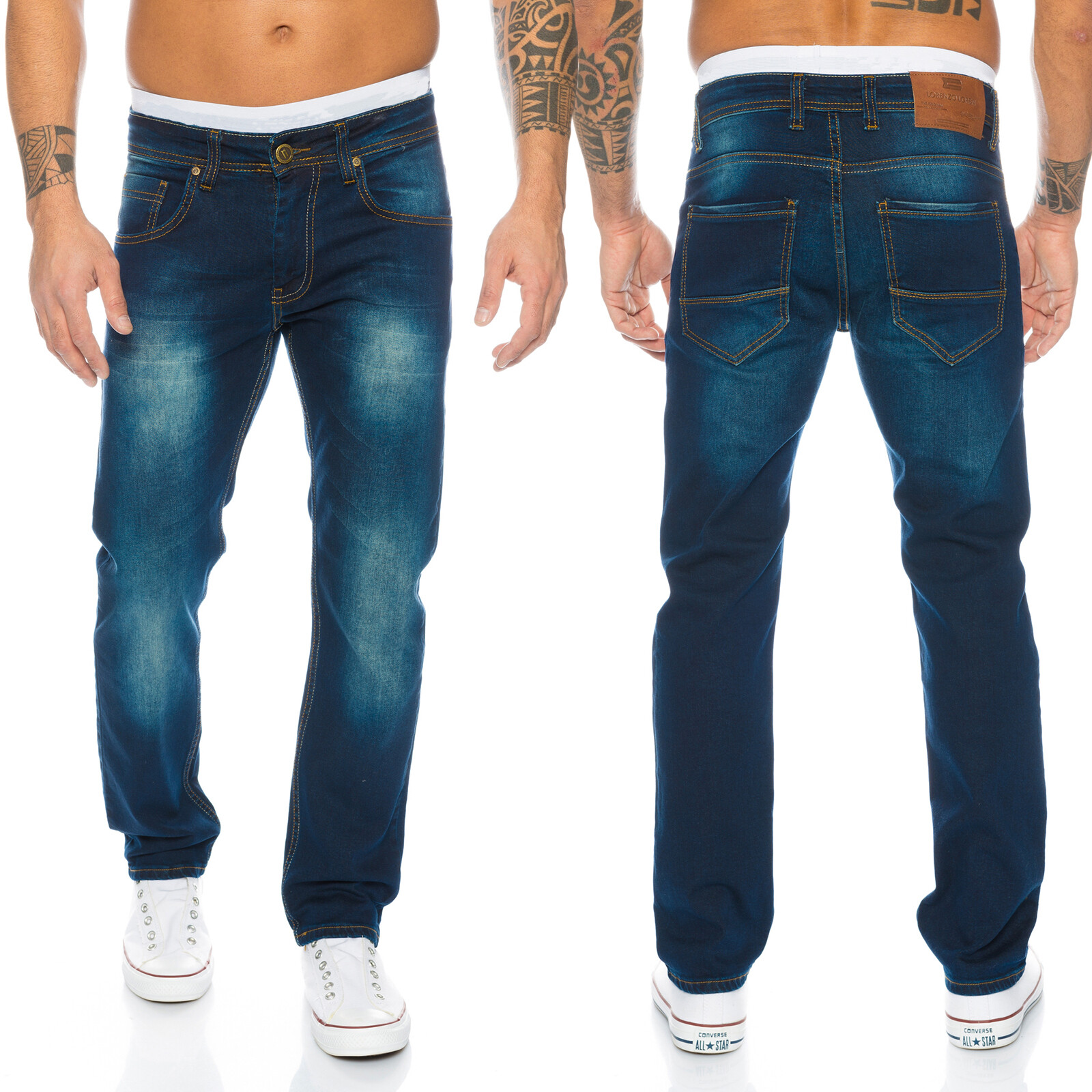 Rock Creek Designer Herren Jeans Clubwear Hose Denim Blau Gerades Bein ...
