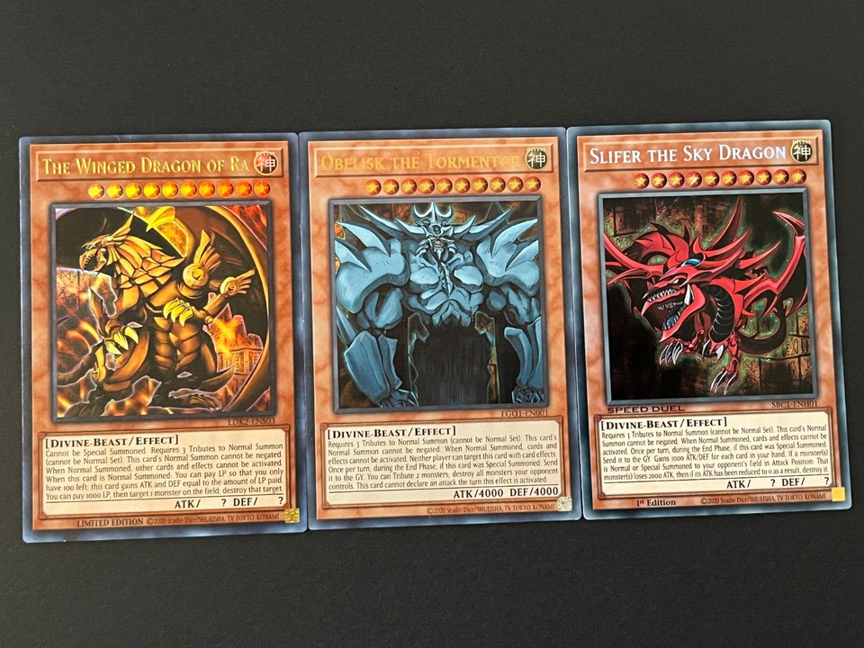 YUGIOH EGYPTIAN GOD DECK- OBELISK- SLIFER- WINGED DRAGON OF RA- SPHERE ...