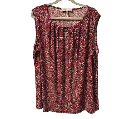 Kasper Womens Sleeveless Top Sz 2X Red & Black Patterned Polyester | eBay