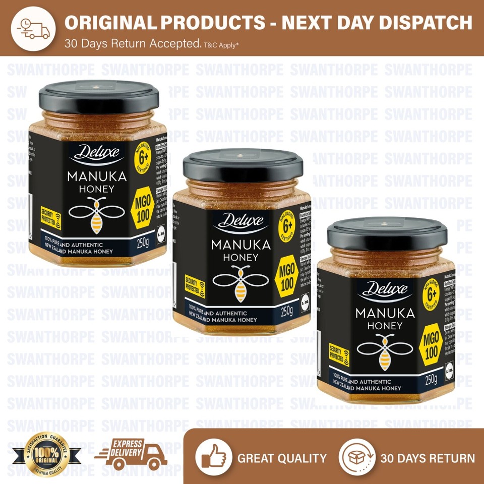 Original Manuka Deluxe | 100 MGO Manuka Honey - 250g Each UK Stock BB ...