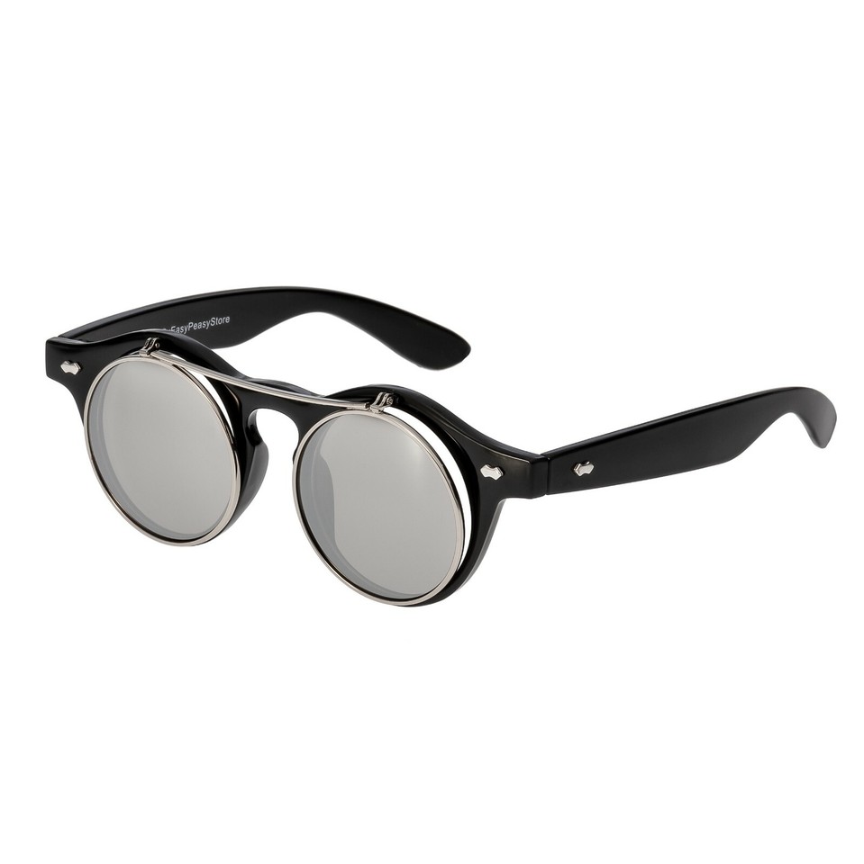 Flip Up Circle Steampunk Glasses Goggles Sunglasses Emo Retro Vintage ...