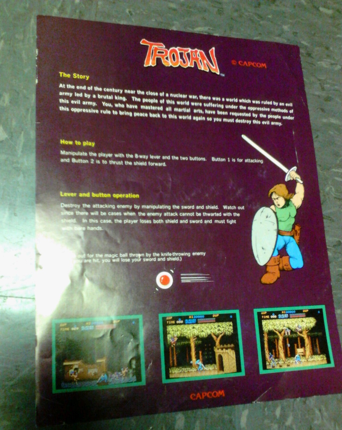 Capcom TROJAN Arcade Video Game flyer- good original | eBay