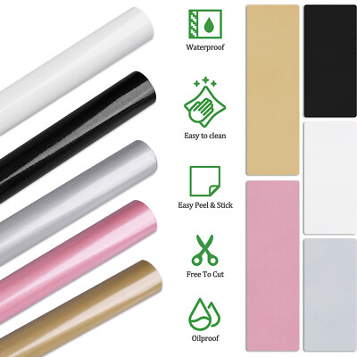 Gloss Solid Color Wallpaper Vinyl Wrap Film Home Kitchen Countertop ...