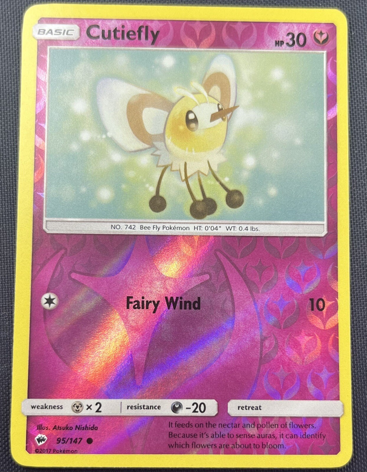 Cutiefly 095/147 Pokemon Reverse Holo Rare Card English Burning Shadows ...