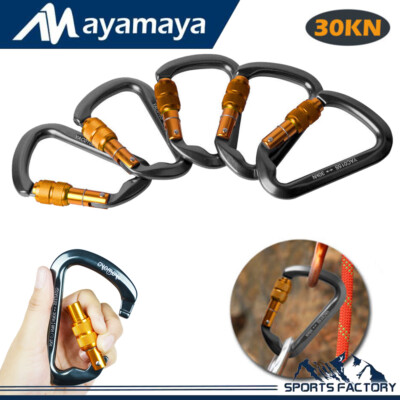 30KN Aluminum Locking Climbing Carabiner Clip D-Ring Screw Hook Fr ...
