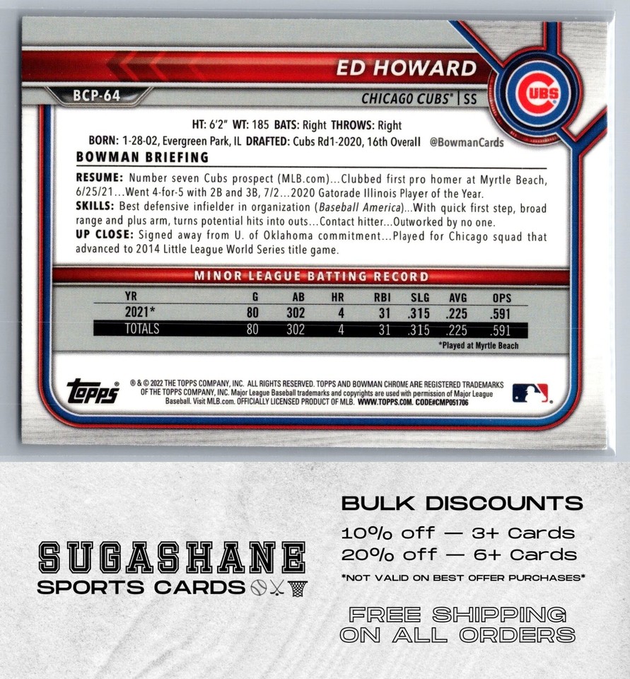 2022 Bowman BCP-64 Ed Howard Chicago Cubs Baseball Card | eBay